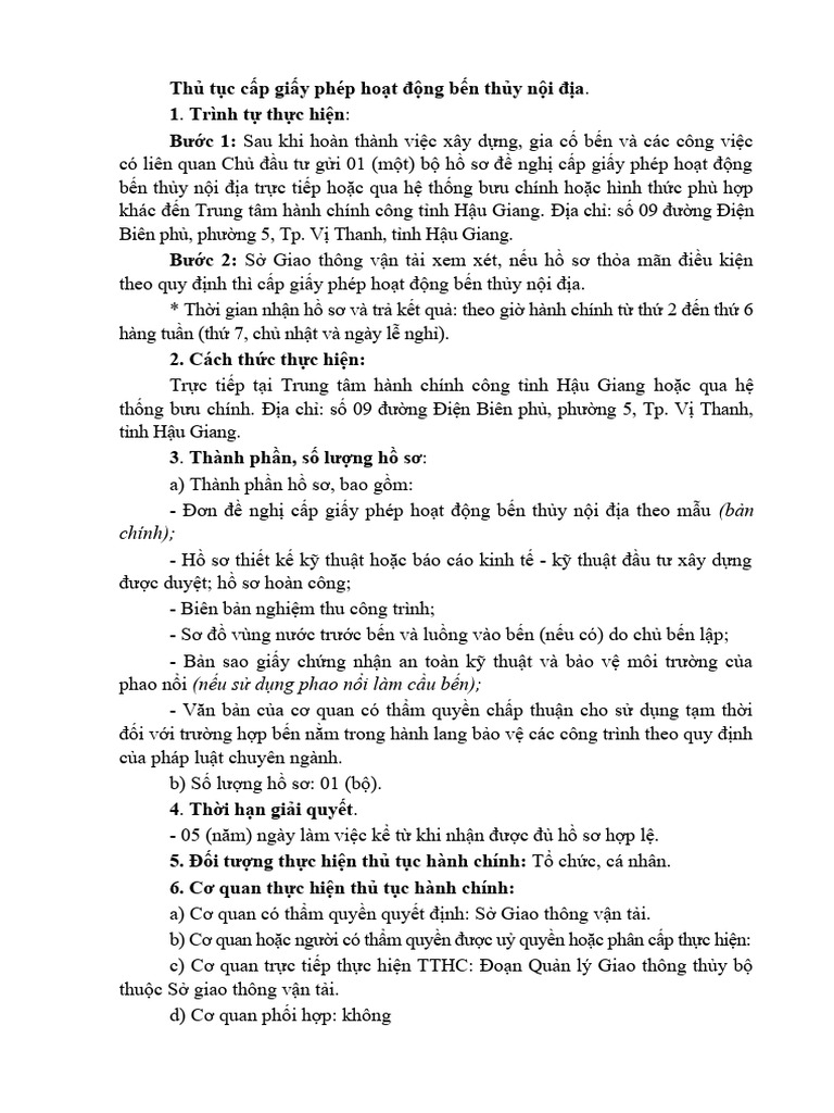 Cap Giay Phep Hoat Dong Ben Thuy Noi Dia - Doc - 20200725191726 | PDF
