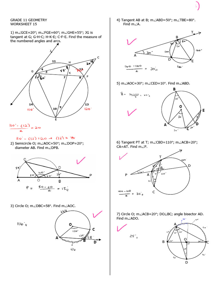 WS 15 CIRCLES 3 | PDF | Circle | Classical Geometry