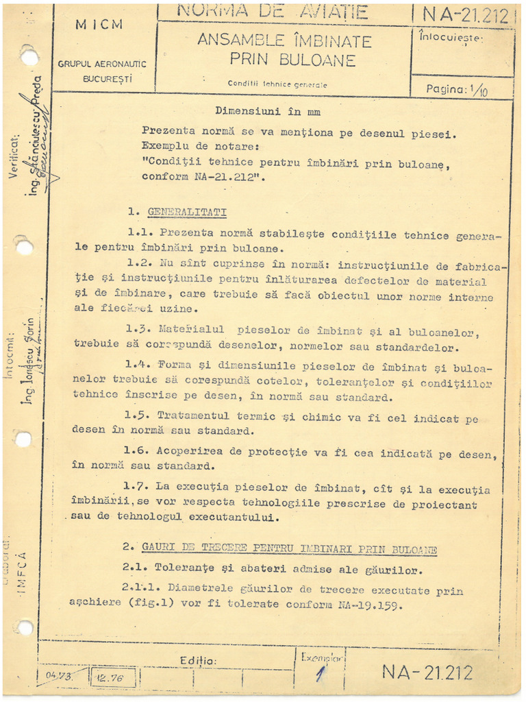 NA-21.212 - Ansamble Imbinate Prin Buloane. Conditii Tehnice Generale | PDF