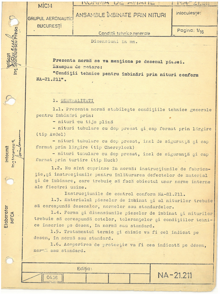 NA-21.211 - Ansamble Imbinate Prin Nituri. Conditii Tehnice Generale | PDF