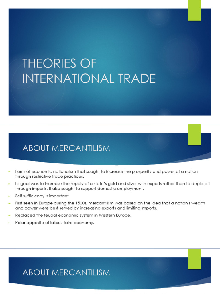 Theories of International Trade | PDF | Mercantilism | Trade