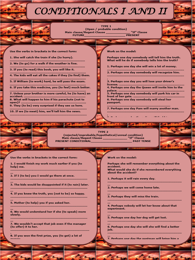 Conditional Sentences Practice Exercises | PDF | Linguistic Morphology | Language Mechanics