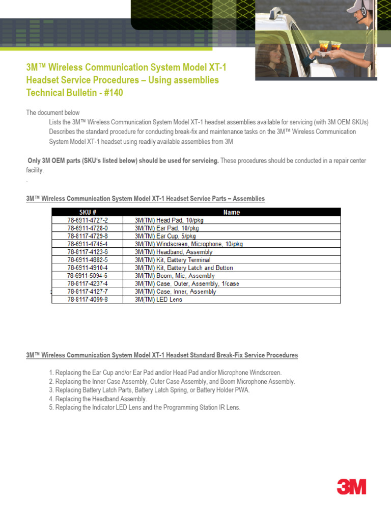 3M XT-1 Parts Manual | PDF | Electrical Connector | Microphone