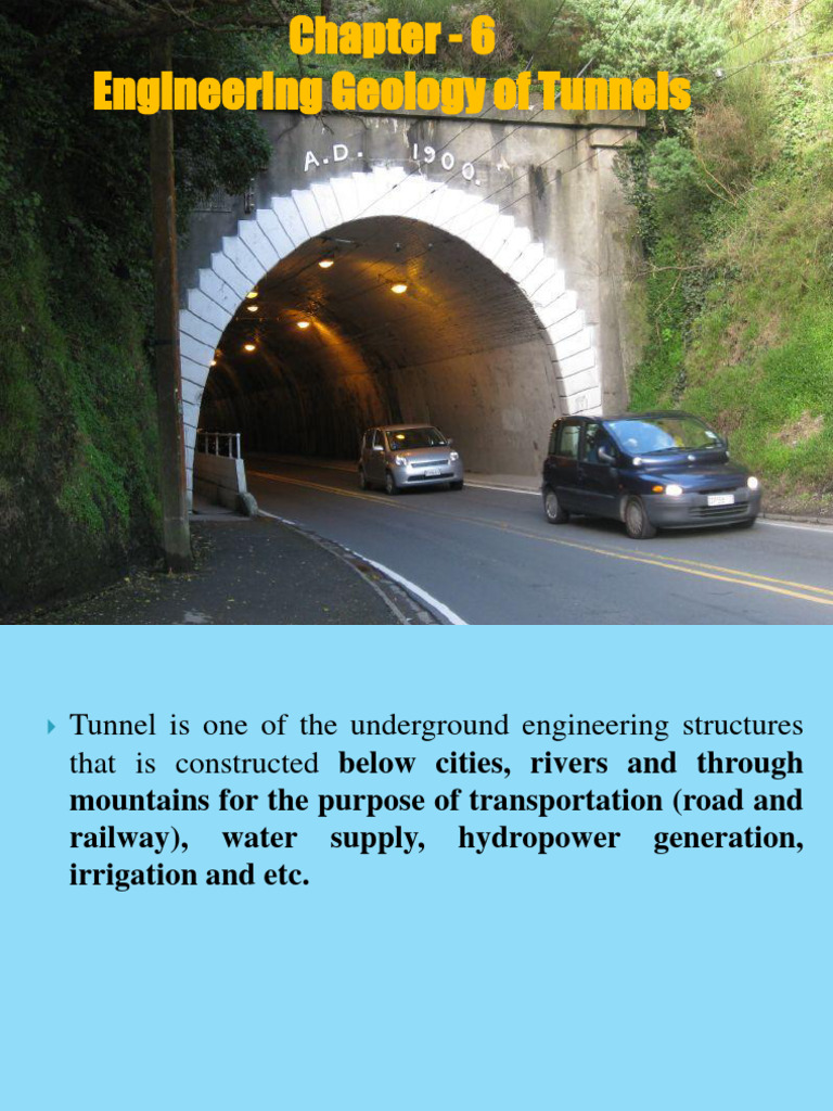 Chapter - 6 Engineering Geology of Tunnels | PDF | Tunnel | Drilling
