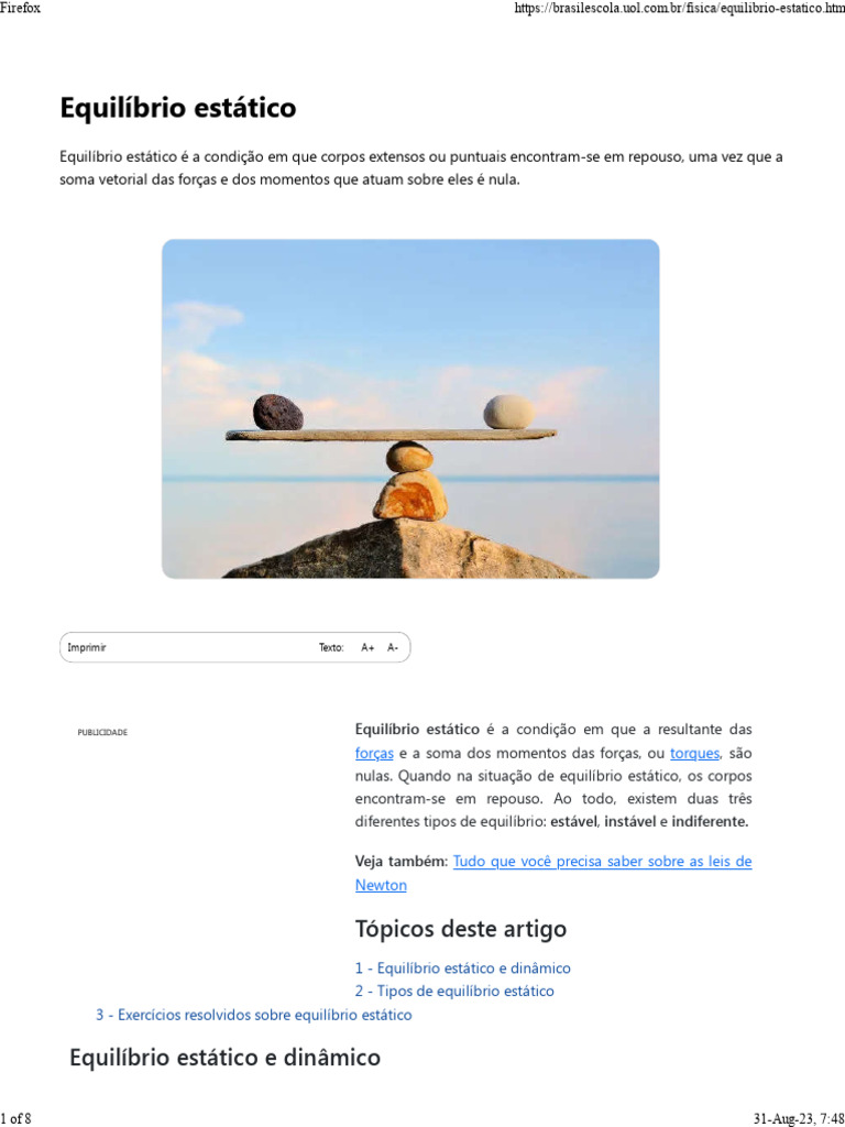 Equilibrio-Estatico HTM | Download grátis PDF | Física | Mecânica