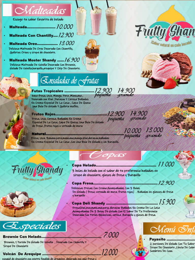 Menu Frutty Shandy | PDF | Helado | Plantas comestibles