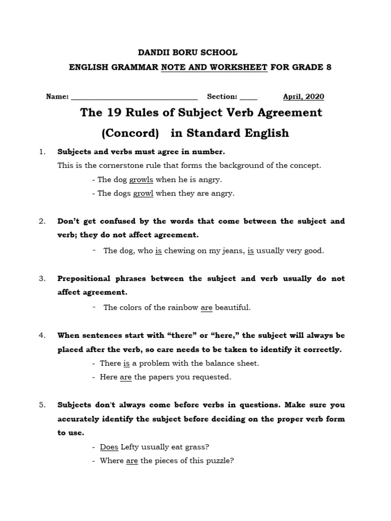 Grade 8 Grammar Worksheet | PDF | Plural | Grammatical Number