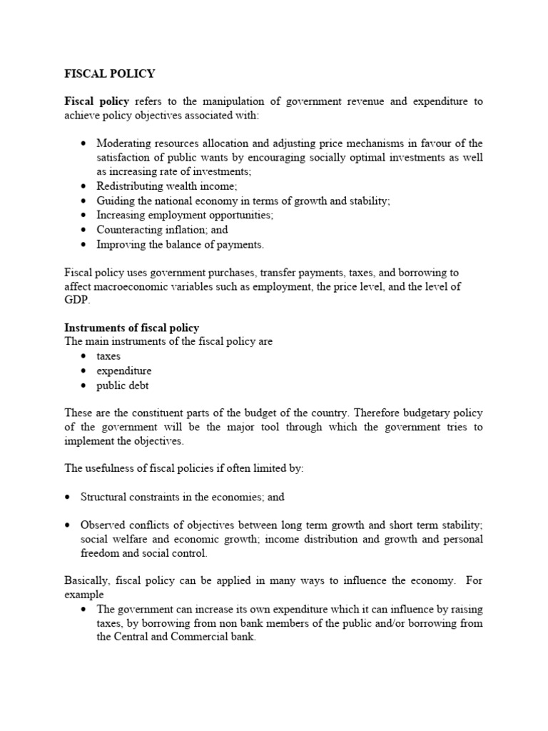 Fiscal Policy Pdf Fiscal Policy Government Spending