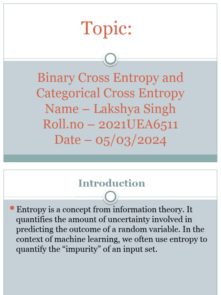 Binary Cross Entropy and Categorical Cross Entropy | PDF | Statistical ...