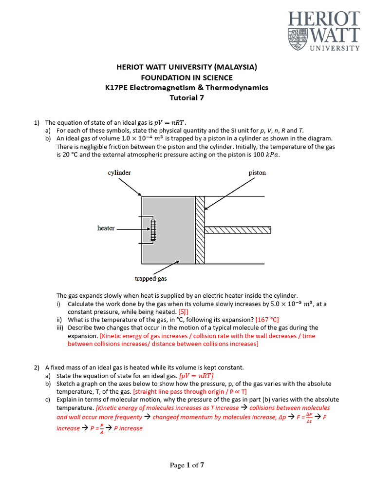 7 Kinetic Theory of Gas N Thermodynamics | PDF | Gases | Heat