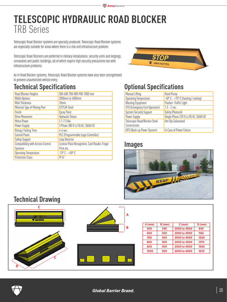Telescopic Road Blocker Technical Brochure | PDF | Power Supply ...