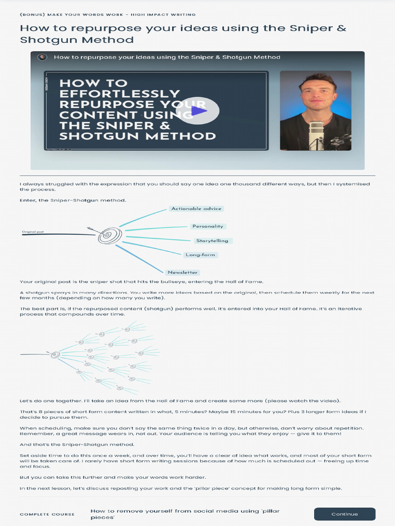 03-How To Repurpose Your Ideas Using The Sniper Shotgun Method | PDF