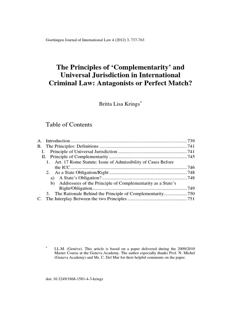 Principle of Universality - Complementarity | PDF | International ...