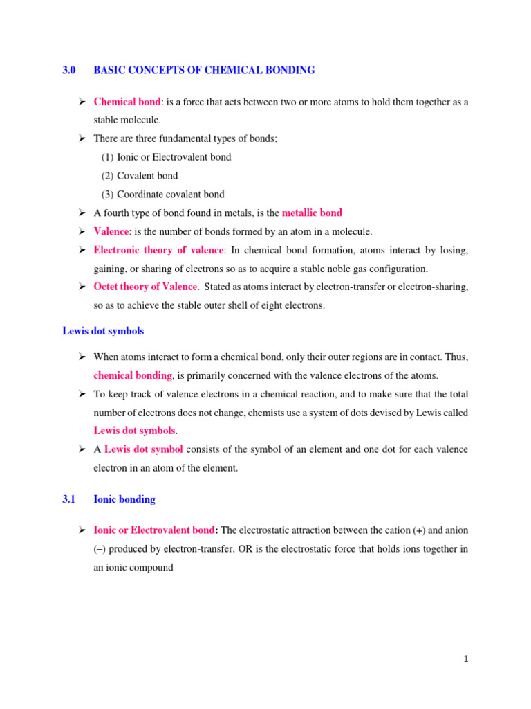 3.0 Chemical Bonding | PDF | Chemical Bond | Chemical Polarity
