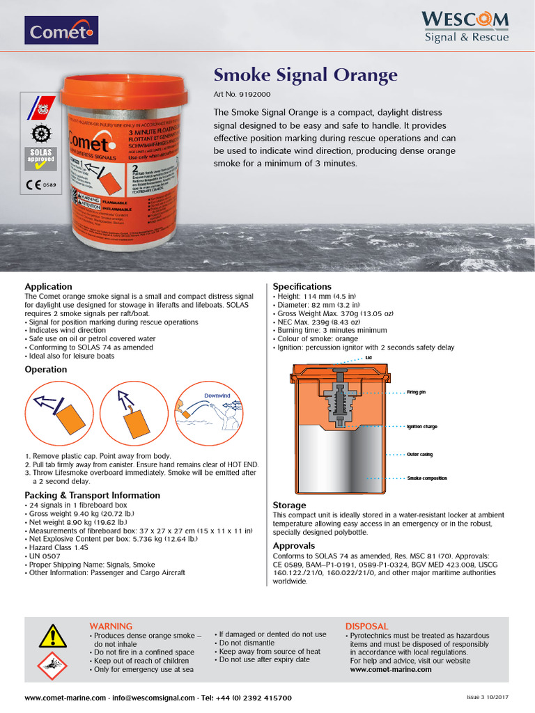 Data Sheet - Come Smoke Signal Eng | PDF