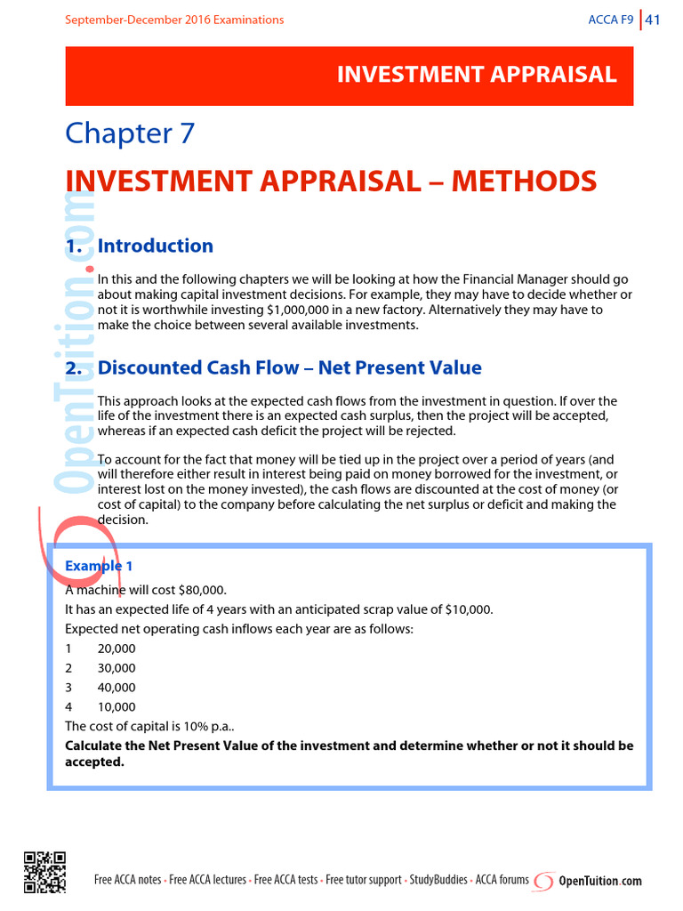Investment Appraisal Methods Explained | PDF | Net Present Value ...