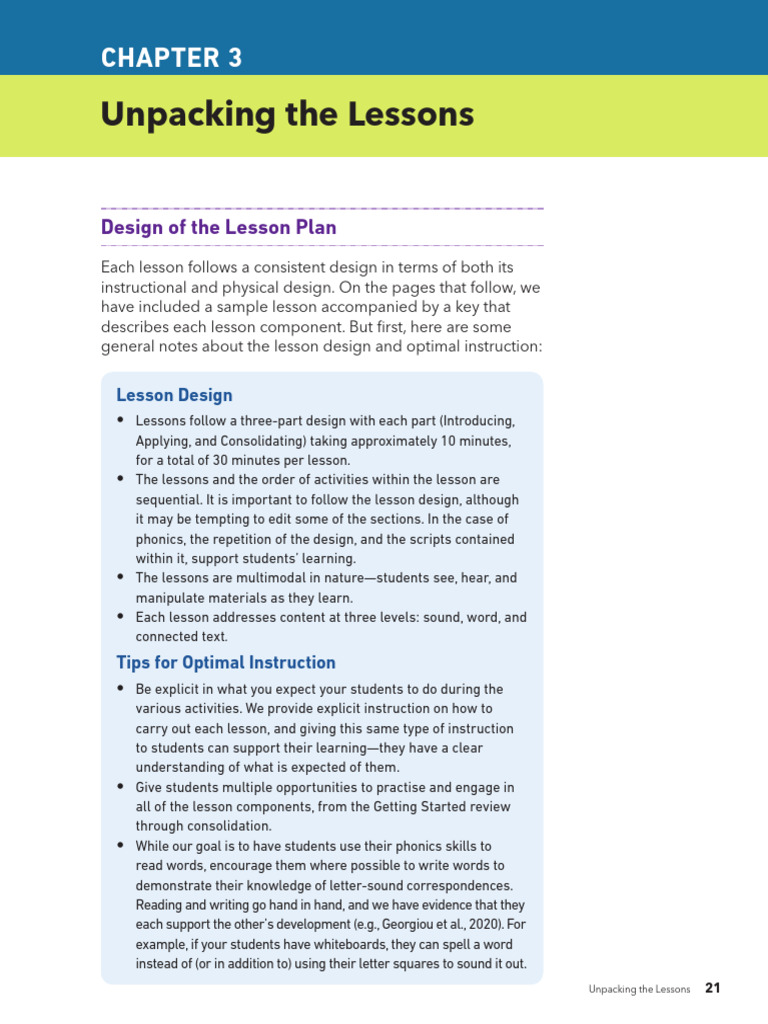 TPC Unpacking The Lessons | PDF | Phonics | Learning
