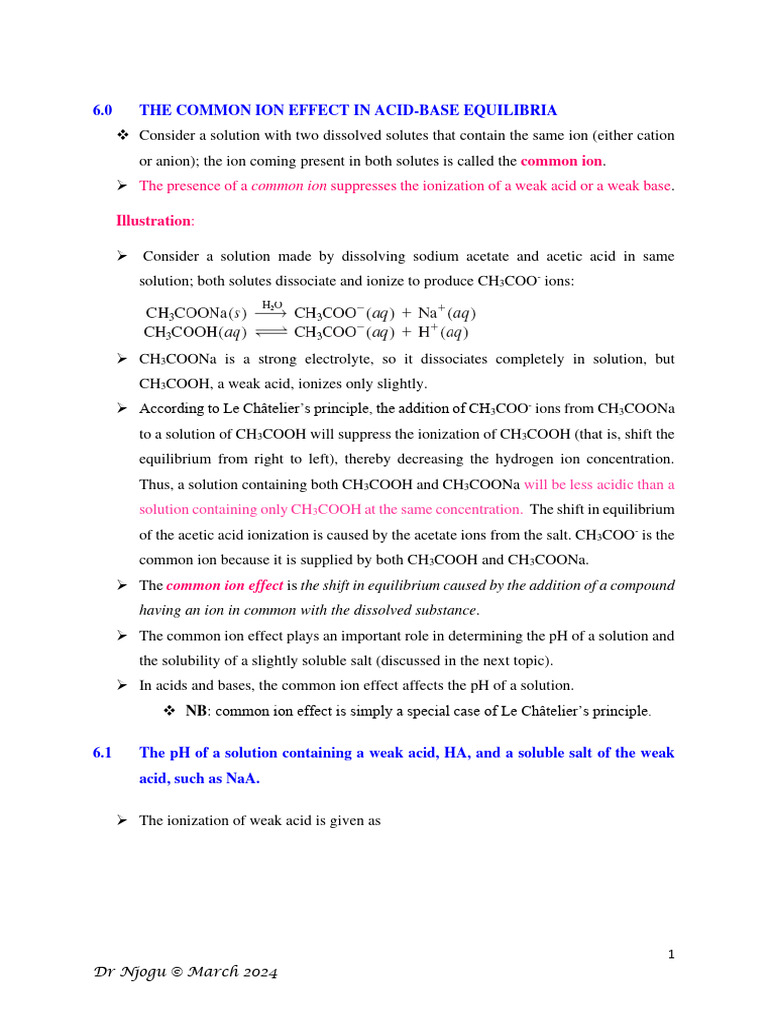 6.0 Acid-Base and 7.0 Solubility Equilibria | PDF | Buffer Solution | Solubility