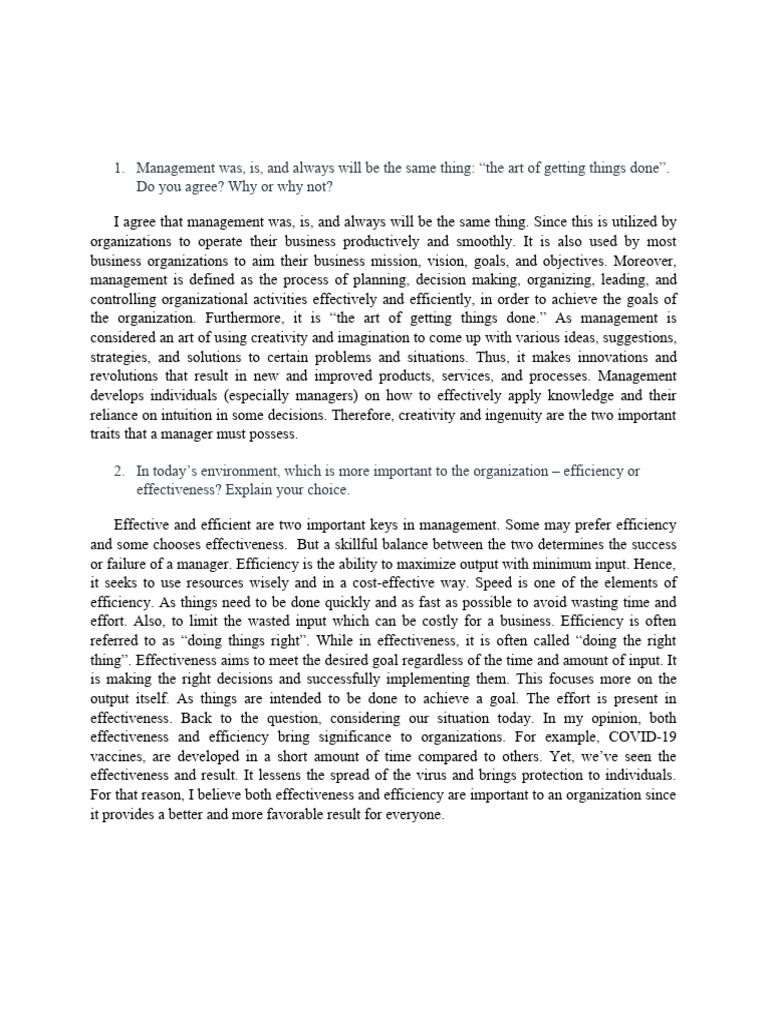 Assignment Chapter 1 Pdf Creativity Efficiency