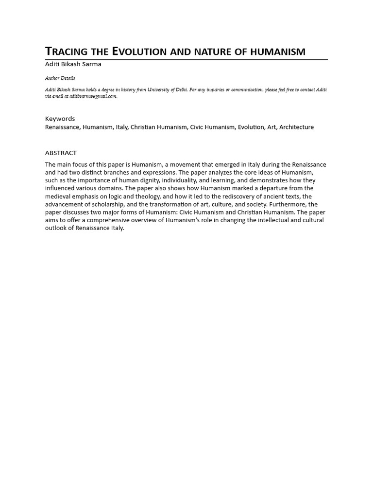 Tracing the Evolution and nature of humanism | PDF | Humanism | Renaissance
