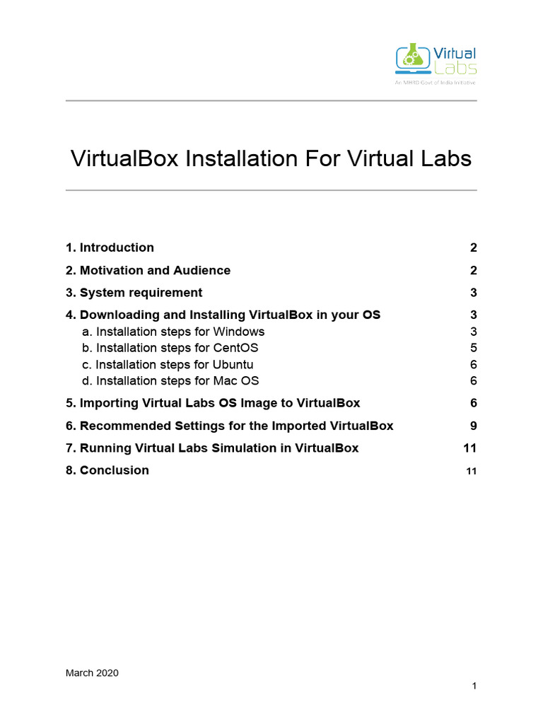 VirtualBox Guide for Virtual Labs Setup | PDF | Installation (Computer Programs) | Operating System