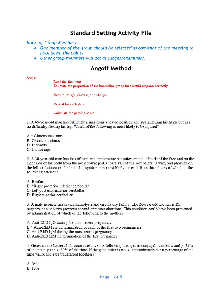 Standard Setting Activity File | PDF | Multiple Choice | Medical ...