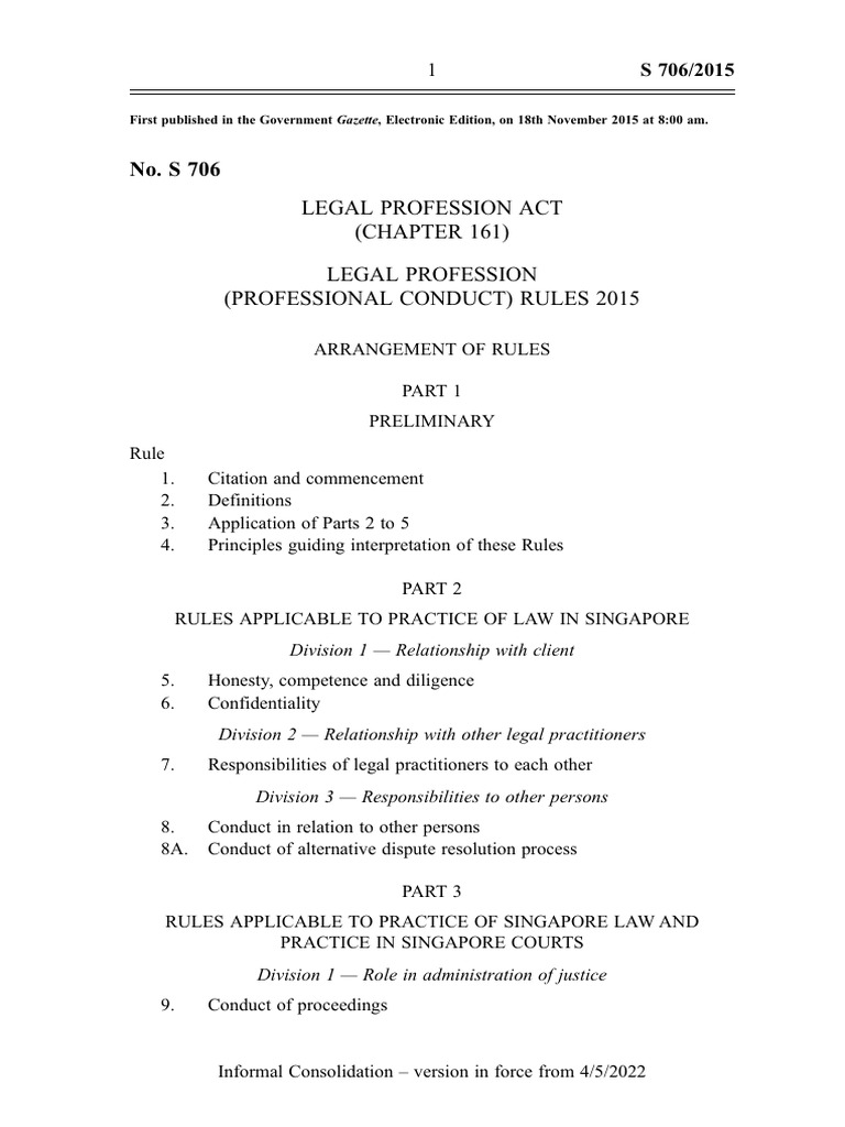 Legal Profession Conduct Rules 2015 | PDF | Solicitor | Lawyer