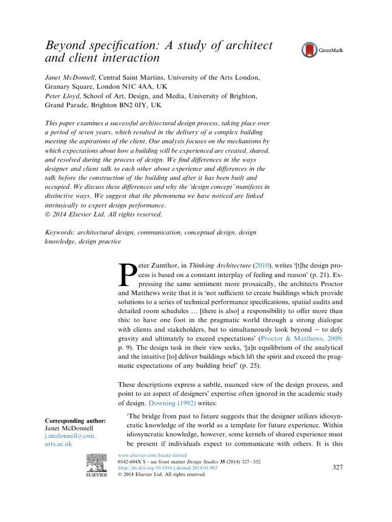 Architect-Client Dialogue in Design | PDF | Experience | Architect