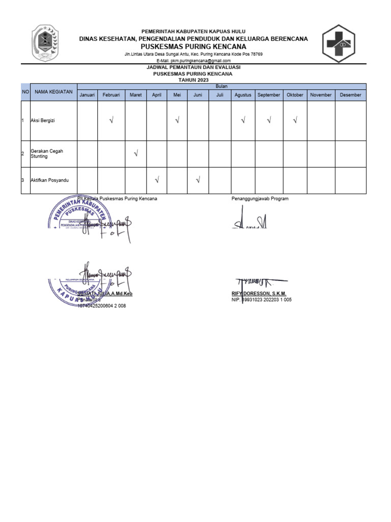 Tabel RTL Kegiatan Promkes | PDF