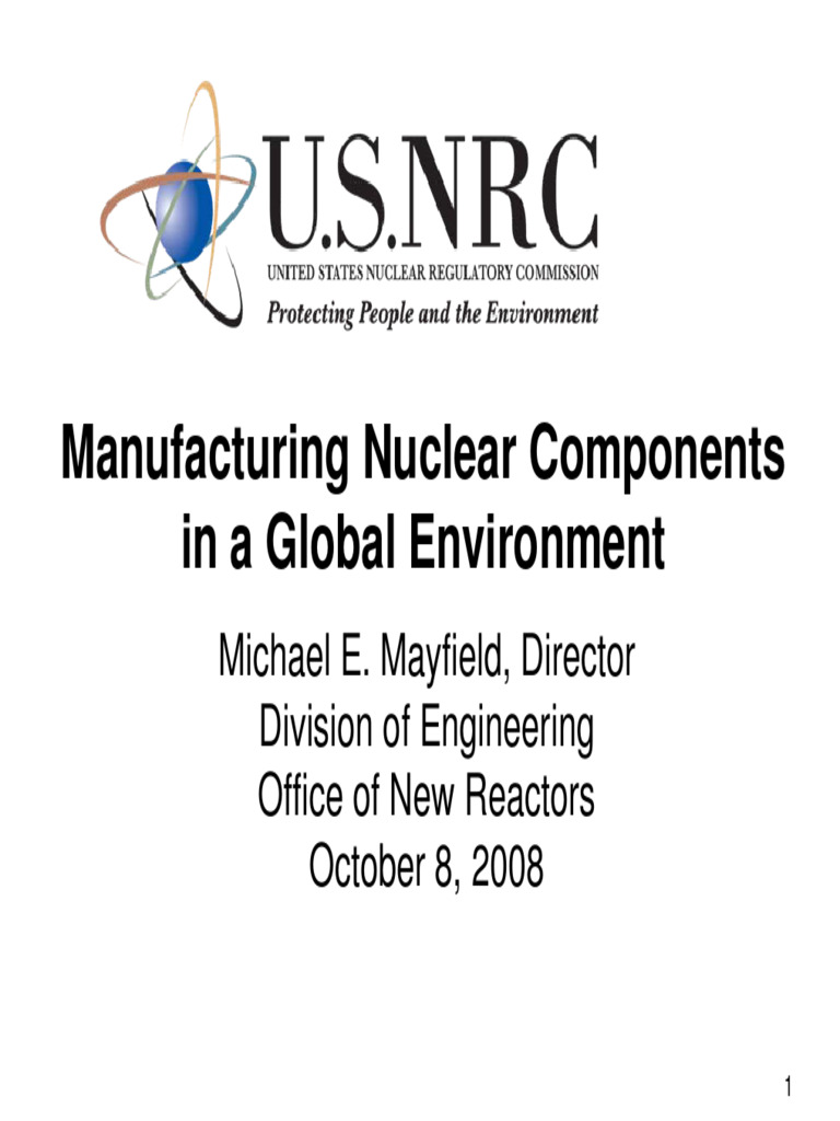 Manufacturing Nuclear Components in A Global Environment | Download ...