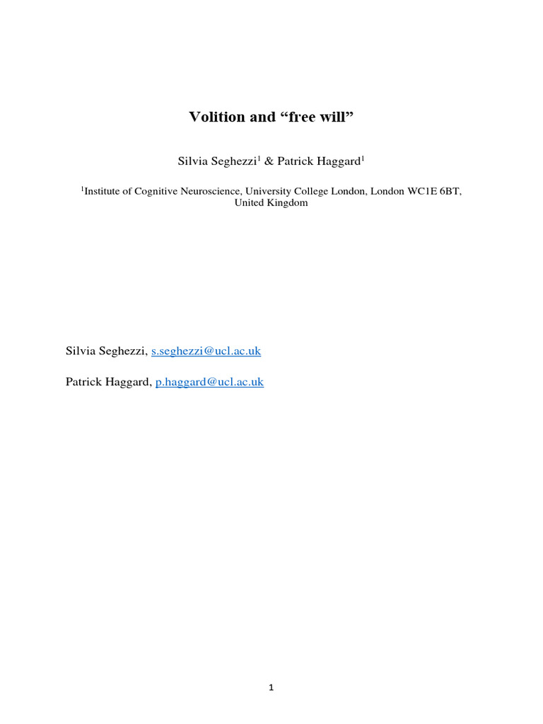 Volition | Download Free PDF | Consciousness | Attention