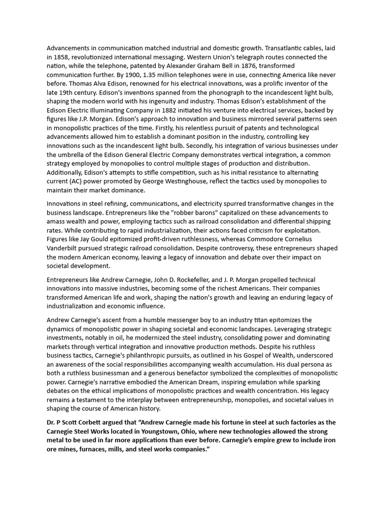 big business final | PDF | Thomas Edison | Monopoly