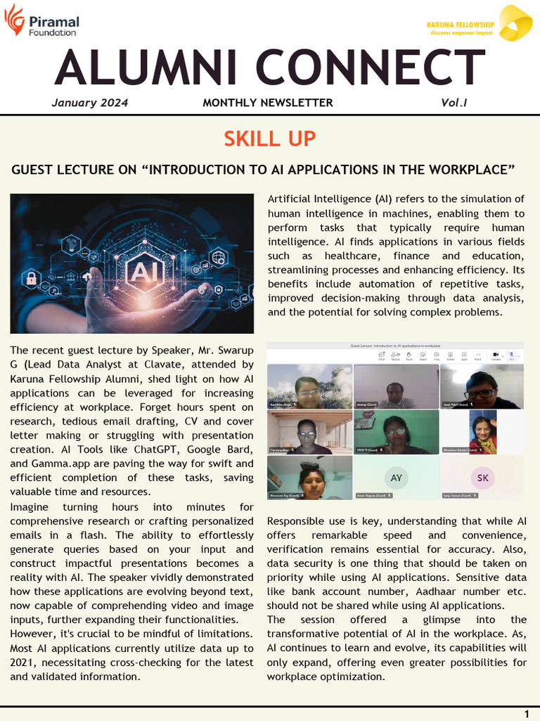 Karuna Fellowship Newsletter Vol.1 | PDF | Artificial Intelligence | Intelligence (AI) & Semantics
