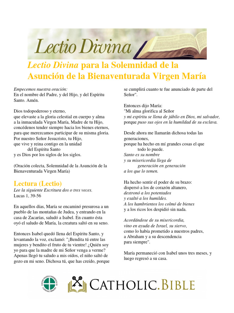Lectio Divina 2019 Assumption Spanish | PDF | María, madre de Jesús | Oración