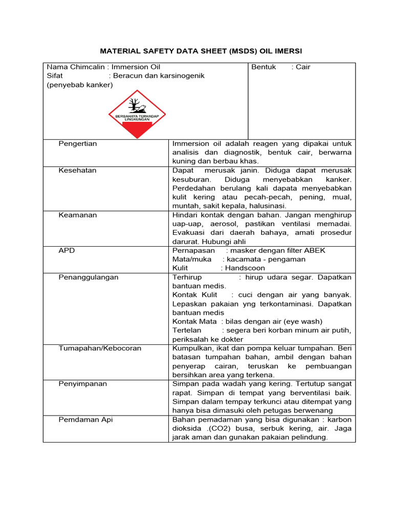 MSDS Oil Emersi | PDF | Griya & Taman | Kesehatan Holistik