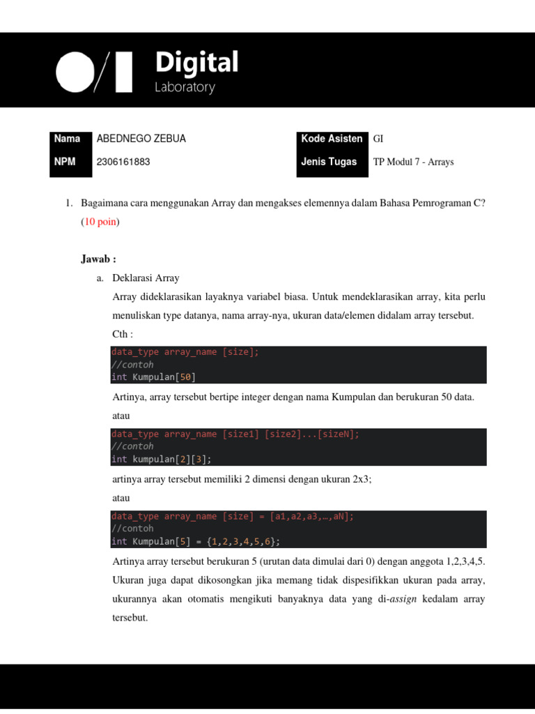 C - Array | PDF | Komputer