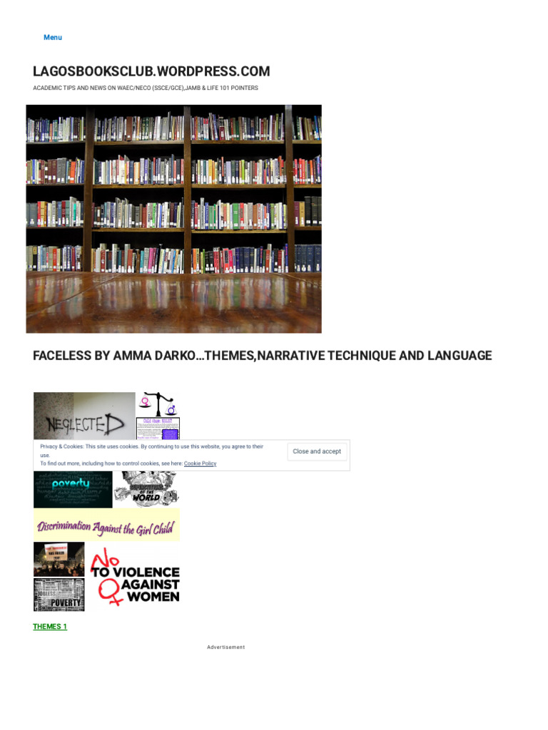 Faceless by Amma Darko Themes, Narrative Technique and Language | PDF