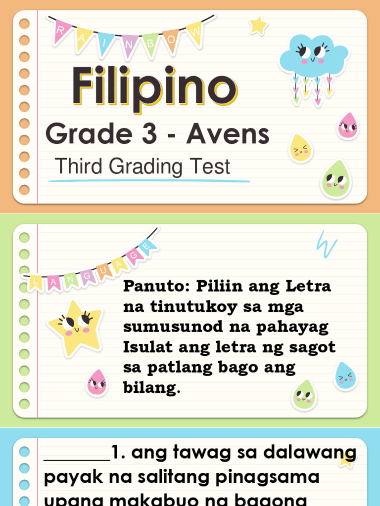 3rd Grading Test Filipino | PDF