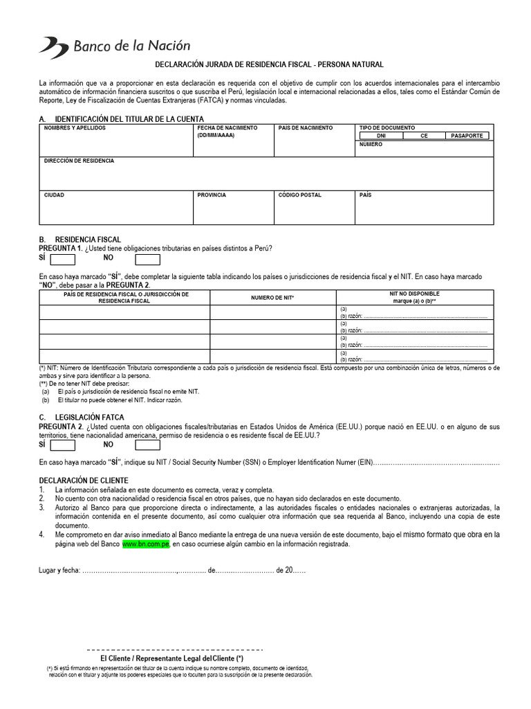 Declaracion Jurada Residencia Persona Natural | PDF | Documento de identidad