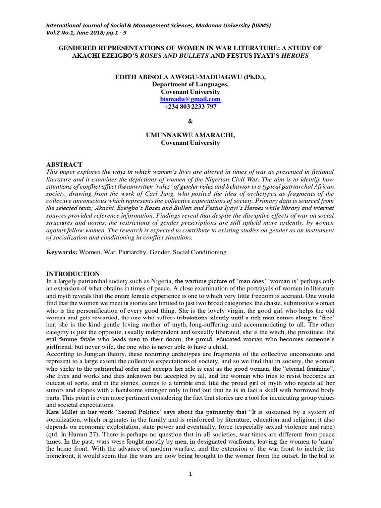 Gendered Representations of Women in War Literature | PDF | Woman ...