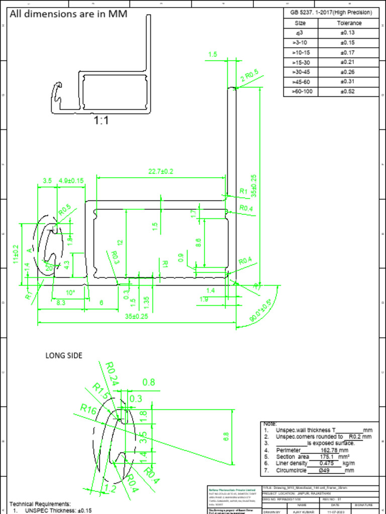 Drawing - M10 - Monofacial - 144 Cell - Frame - 35mm | PDF