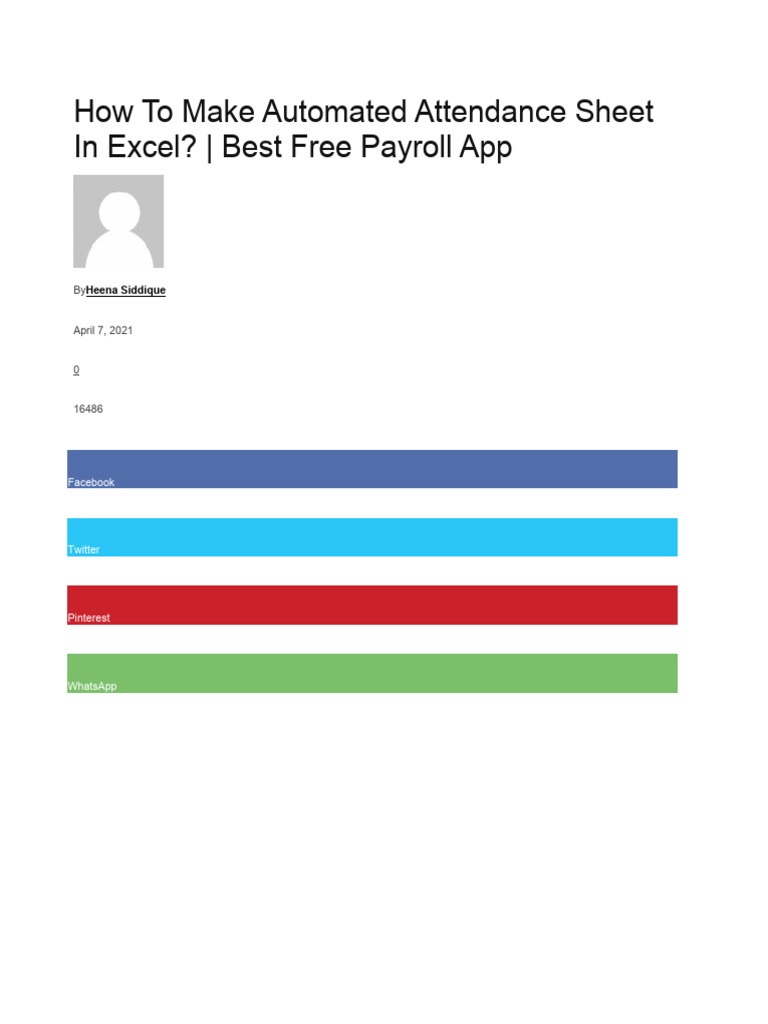 Create Fully Automated Attendance Sheet | PDF | Employment