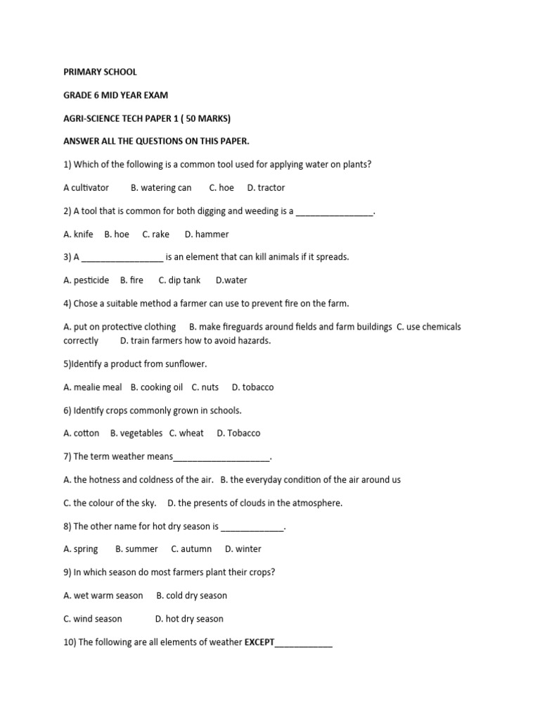 Grade 6 Agric Scie Tech pp1 | PDF | Soil | Manure