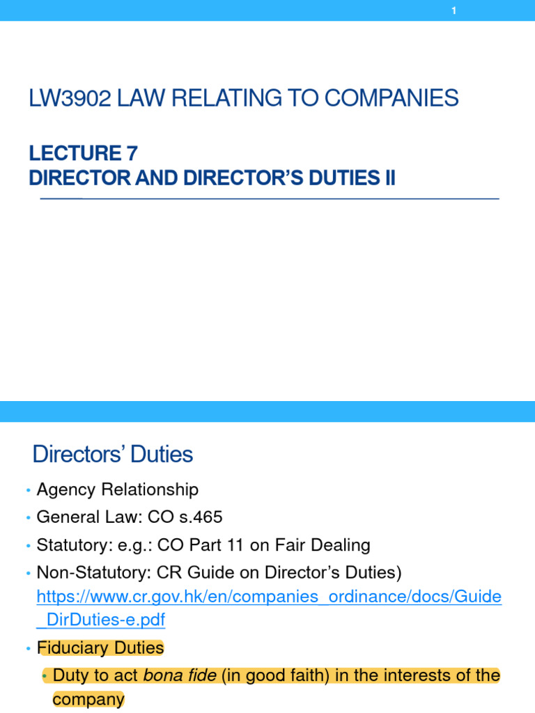 LW3902 Lecture 7 | Download Free PDF | Fiduciary | Board Of Directors