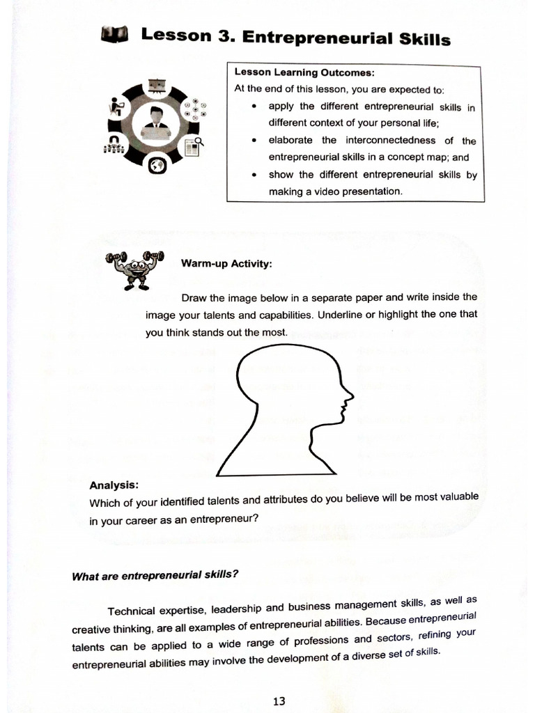 Lesson 3 Entrepreneurial Skills | PDF