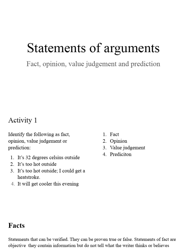 Statements of Arguments | PDF | Prediction | Cognition