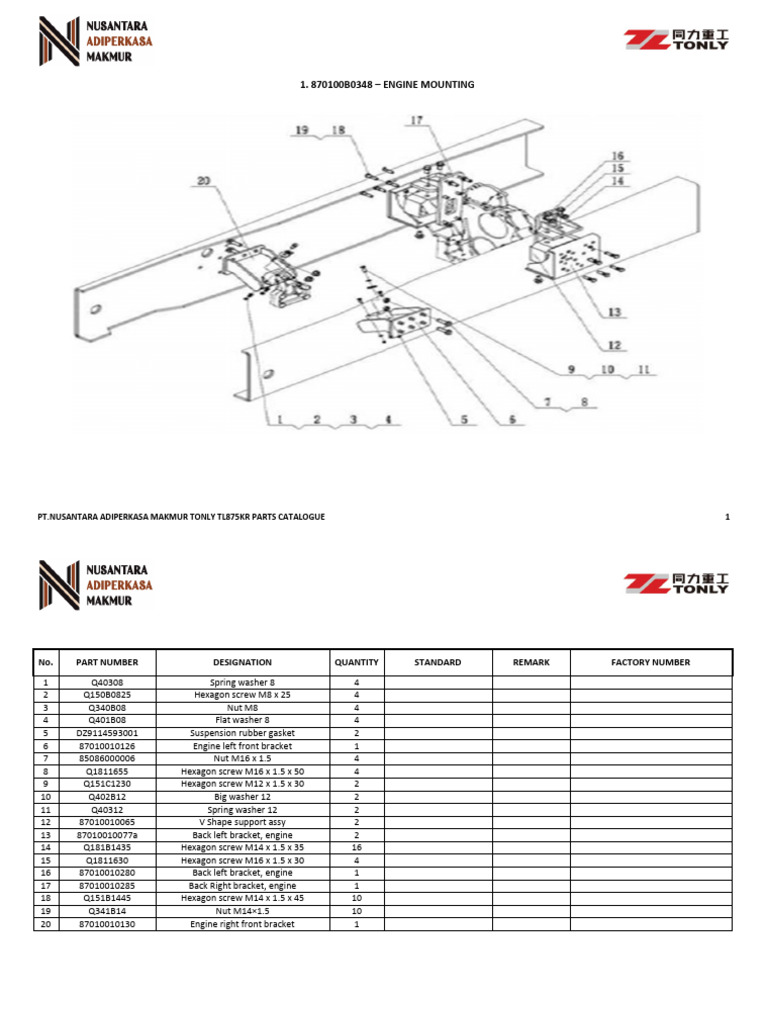 TONLY TL875KR Parts Catalogue | PDF | Axle | Nut (Hardware)