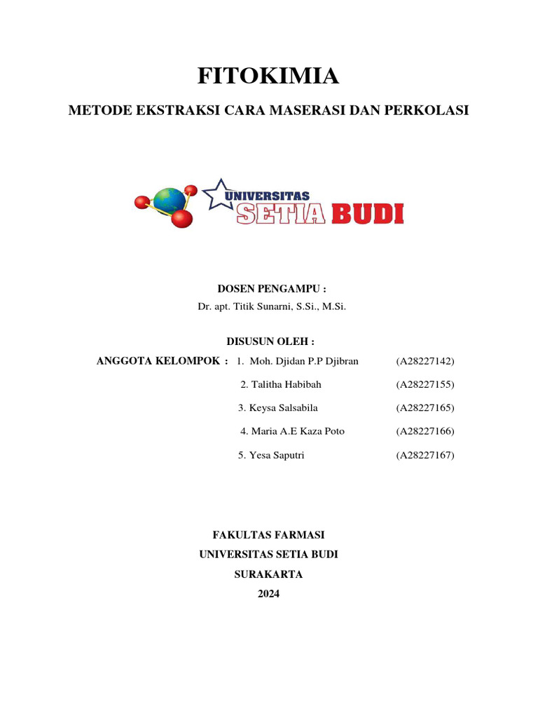 Makalah Kelompok 1 Teori 7 - Metode Ekstraksi Dan Perkolasi | PDF