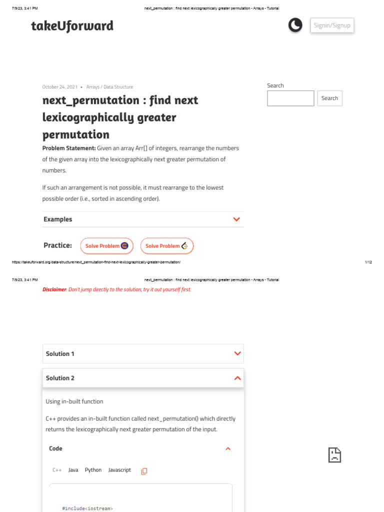 Next - Permutation - Find Next Lexicographically Greater Permutation ... Next - Permutation - Find Next Lexicographically Greater Permutation ...