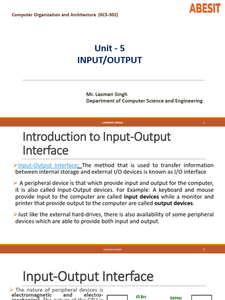 Unit 5 Input Output | PDF | Duplex (Telecommunications) | Input/Output